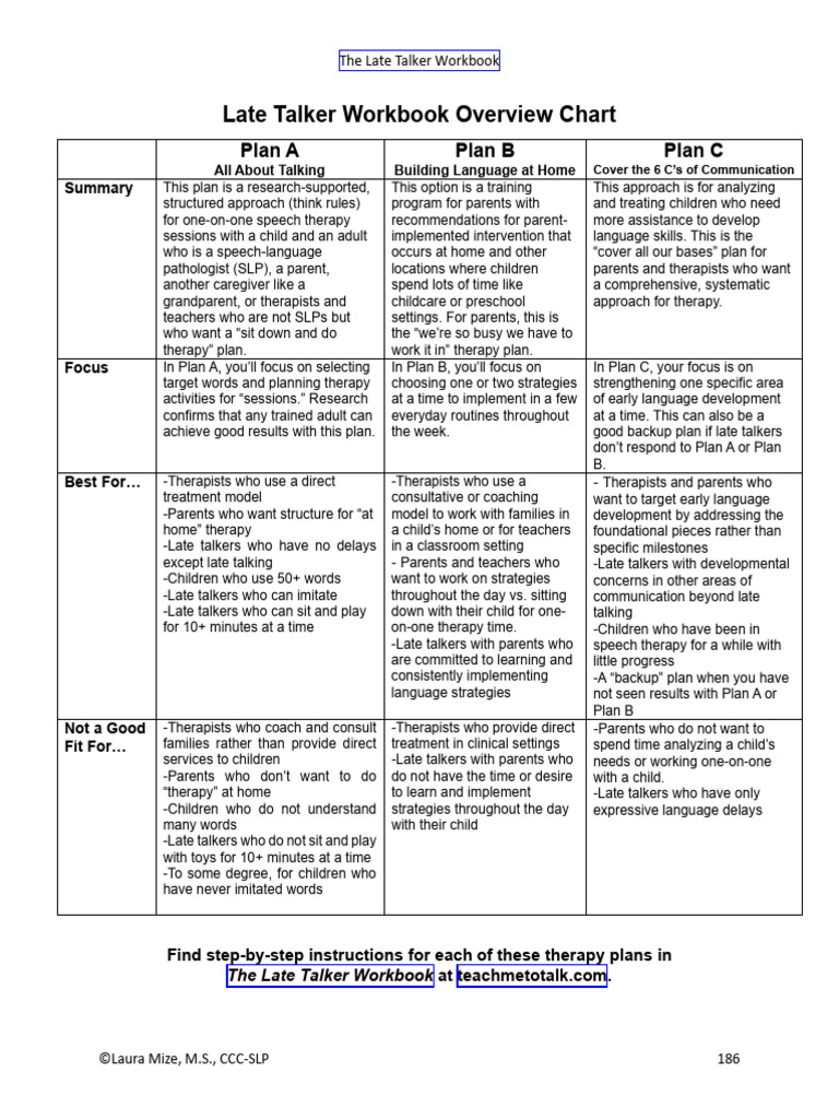 THE LATE TALKER WORKBOOK Chart | PDF | Childhood | Behavioural Sciences