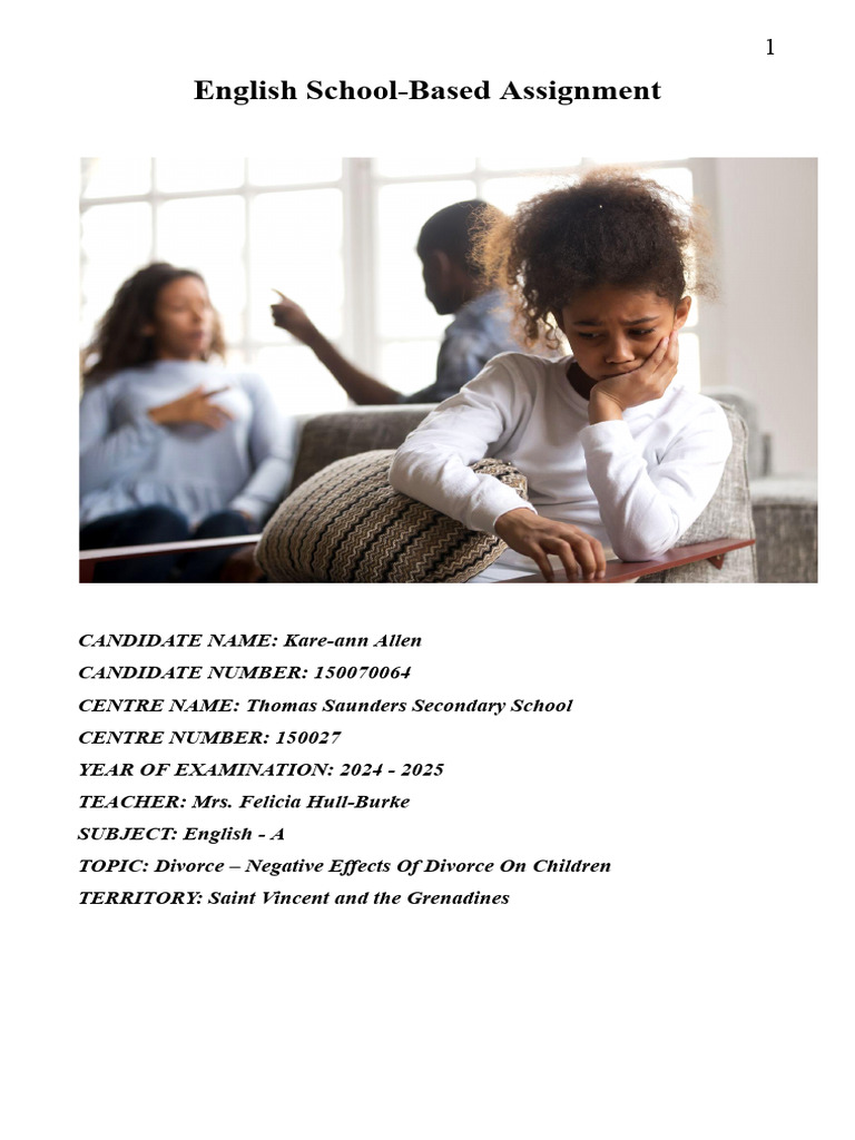 English - A SBA (Printable Version) Kare-Ann Allen | PDF | Marriage ...