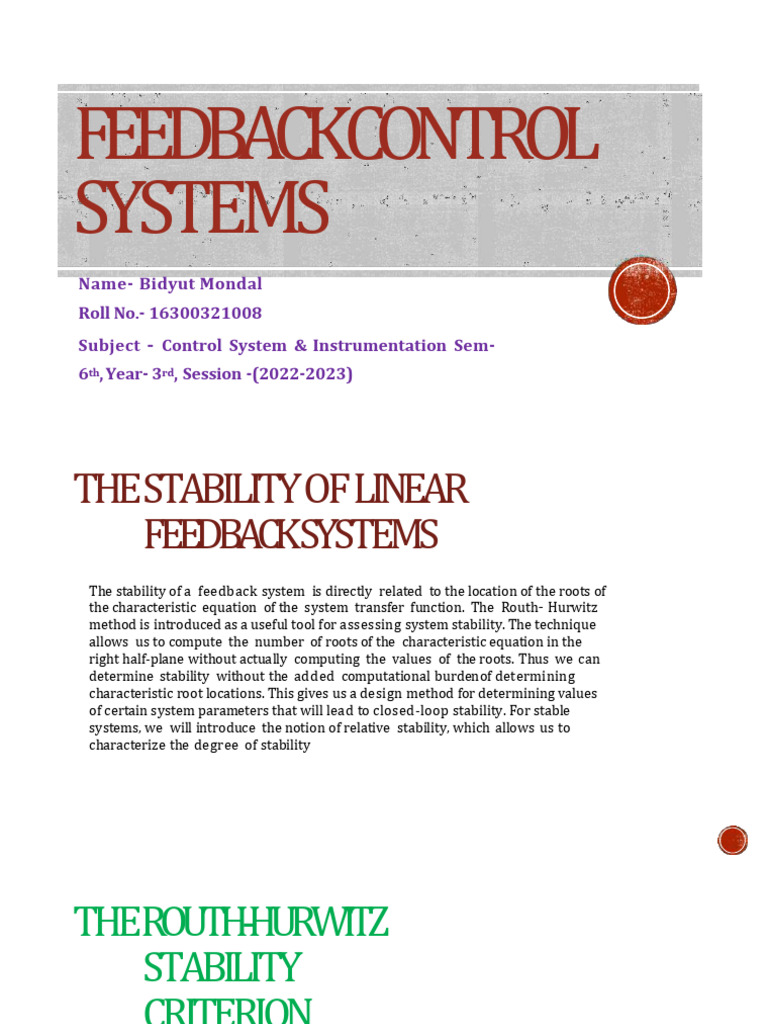 Stability of Linear Feedback Systems | PDF