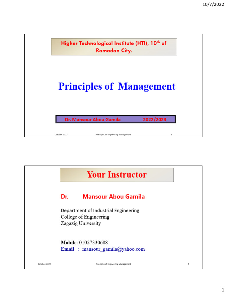 Principles of Engineering Management Course | PDF | Leadership | Employment