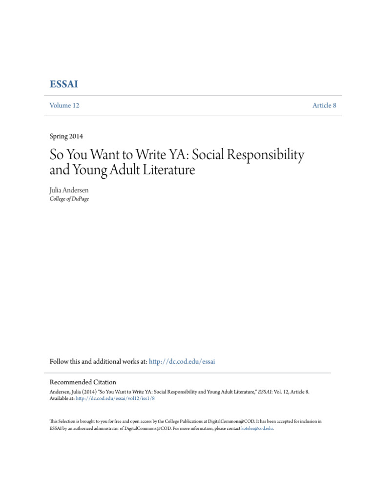 So You Want To Write YA | PDF | Young Adult Literature | Adolescence