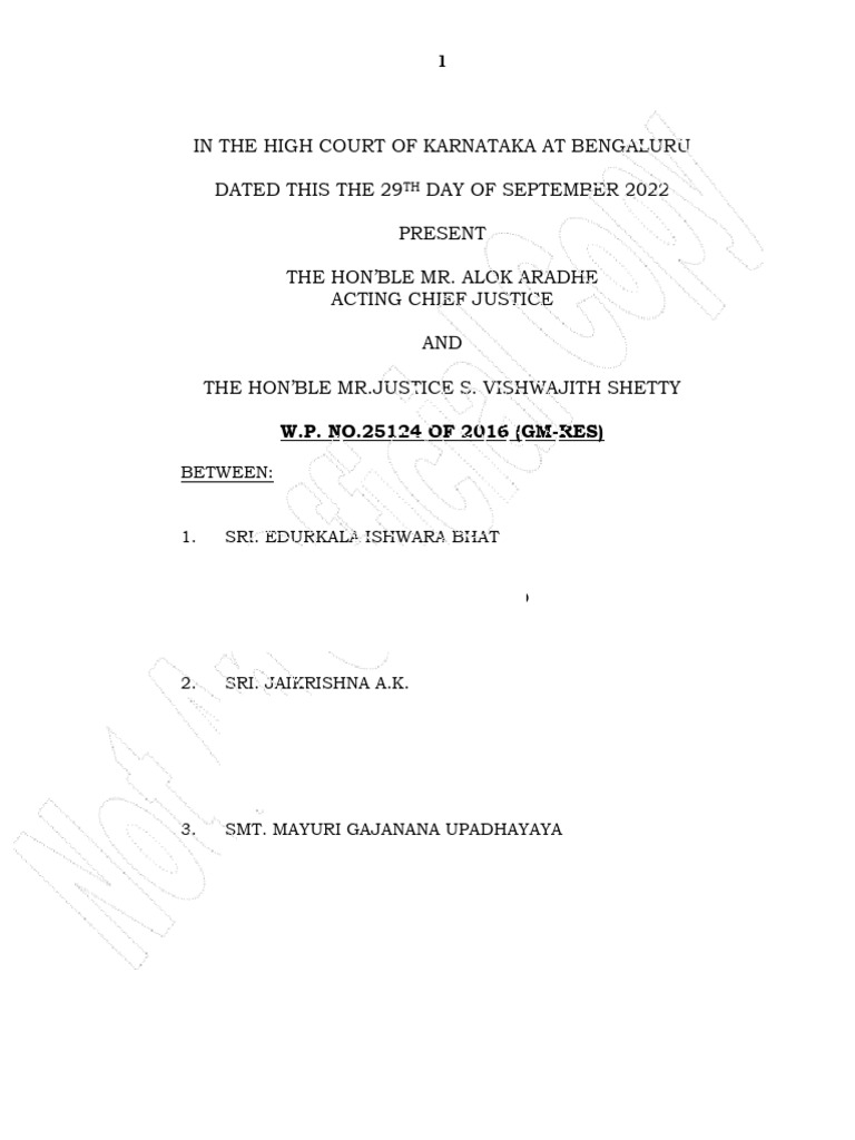 Karnataka High Court Writ Petition on Math Regulation | PDF | Mandamus ...