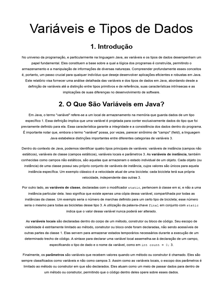 Tipos de Variáveis em Java | PDF | Classe (programação de computadores ...