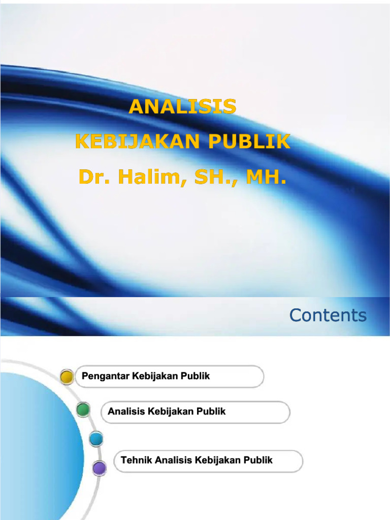 Analisis Kebijakan Publik Dr. Halim, SH., MH | PDF