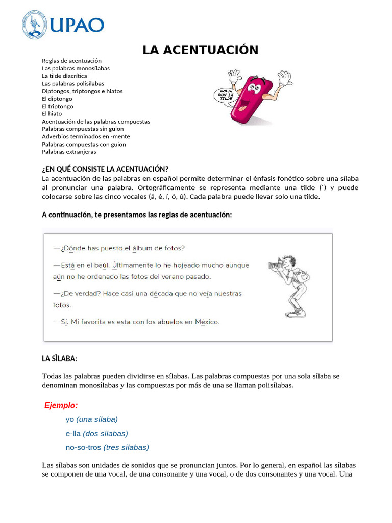 Reglas de Acentuación en Español | PDF | Sílaba | Lingüística