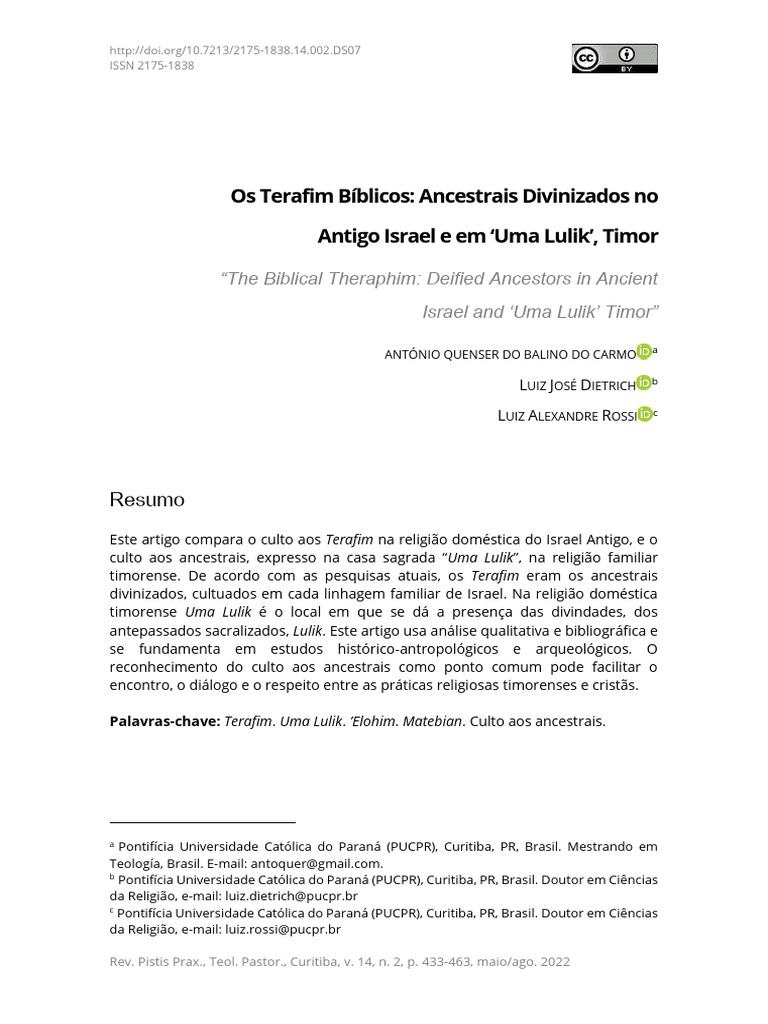 Os Terafim Biblicos | PDF | Bíblia | Deus