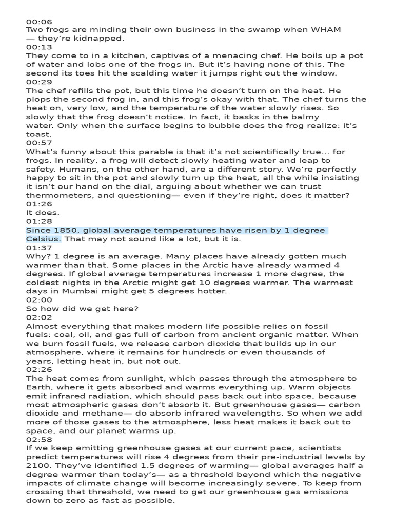 The Myth of The Boiling Frog Speech | PDF | Greenhouse Gas | Greenhouse ...