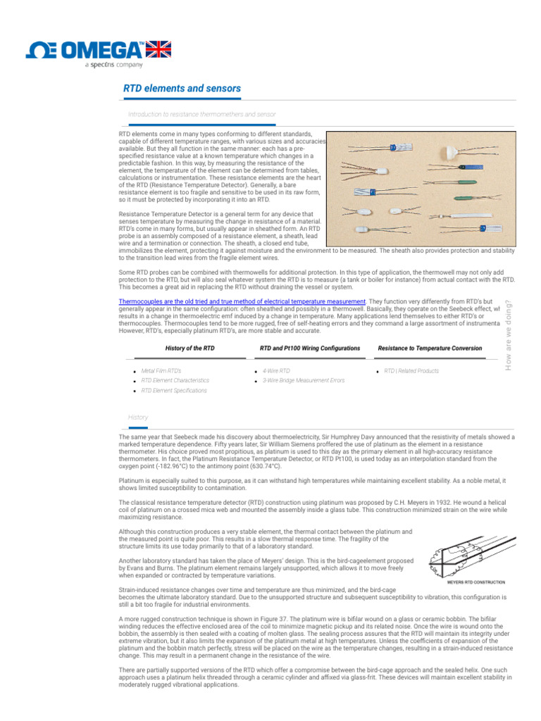 RTD Elements and Sensors - Introduction and Tables | PDF | Electromagnetism | Materials