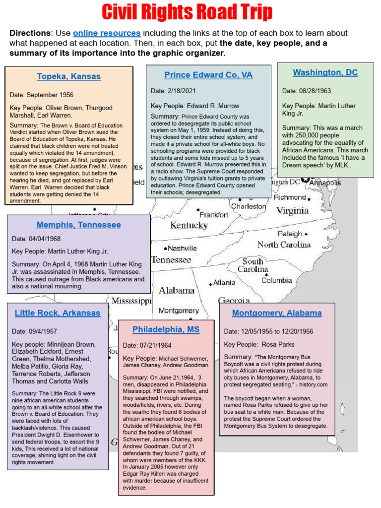 Civil Rights Roadtrip | PDF | Brown V. Board Of Education | The United ...