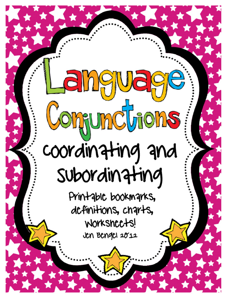 Language Conjunctions Coordinating Subordinating Printableswith CCSS | PDF | Linguistic Typology ...