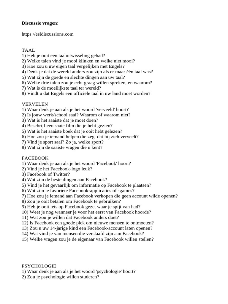 Discussie Onderwerpen | PDF