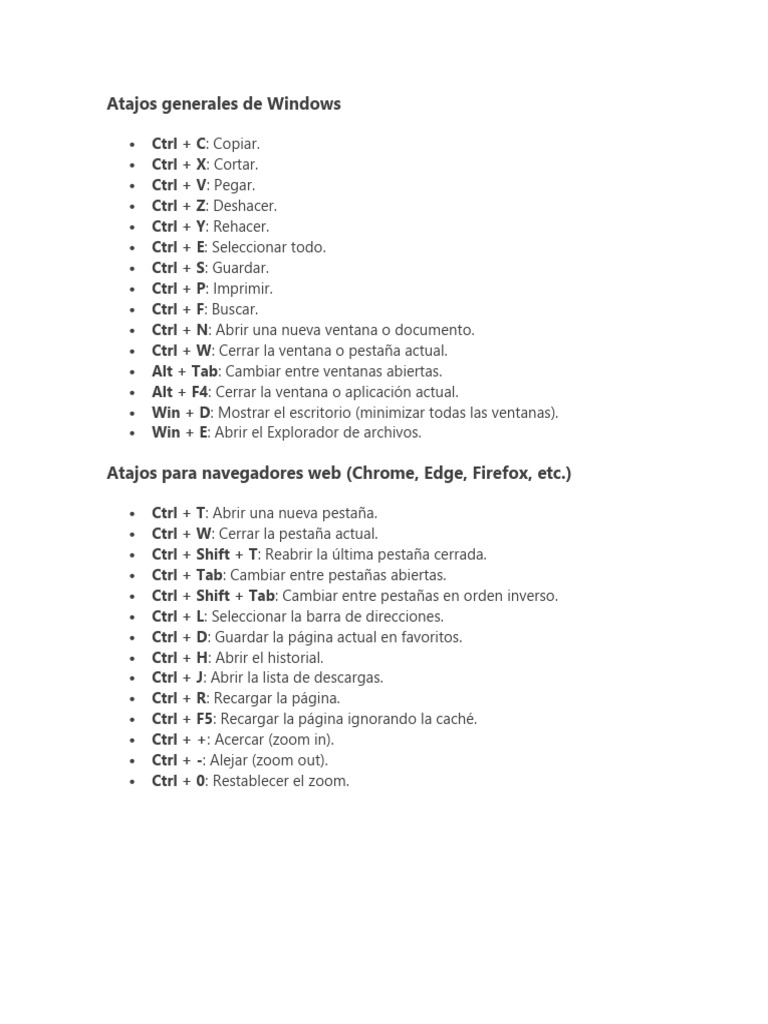 Atajos de teclado esenciales en Windows | PDF | Microsoft Windows ...