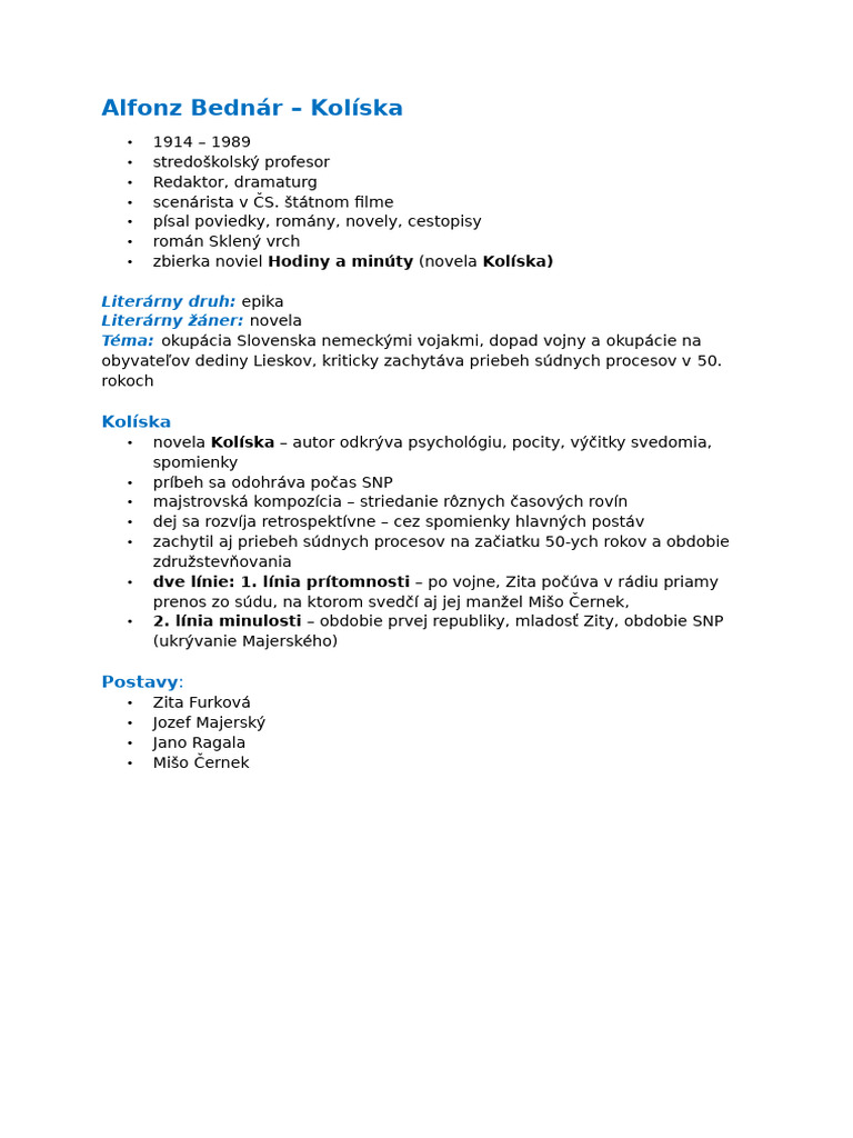 Alfonz Bednár - Kolíska | PDF