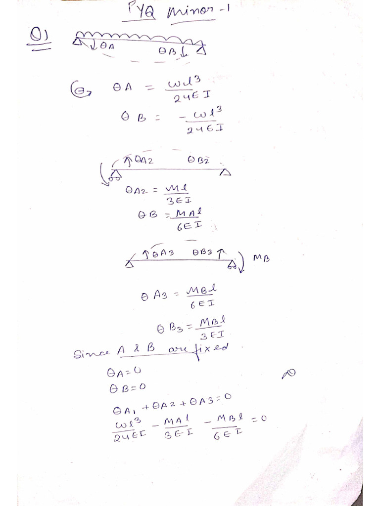 Pyq Structural Mechanics Minor 1 | PDF