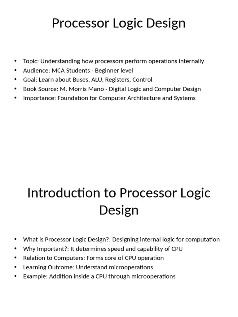 Processor Logic Design Extensive Presentation | PDF | Central ...