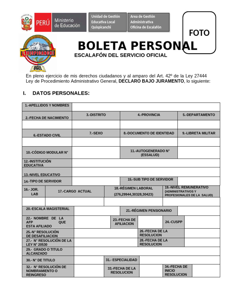 Boleta Personal | PDF
