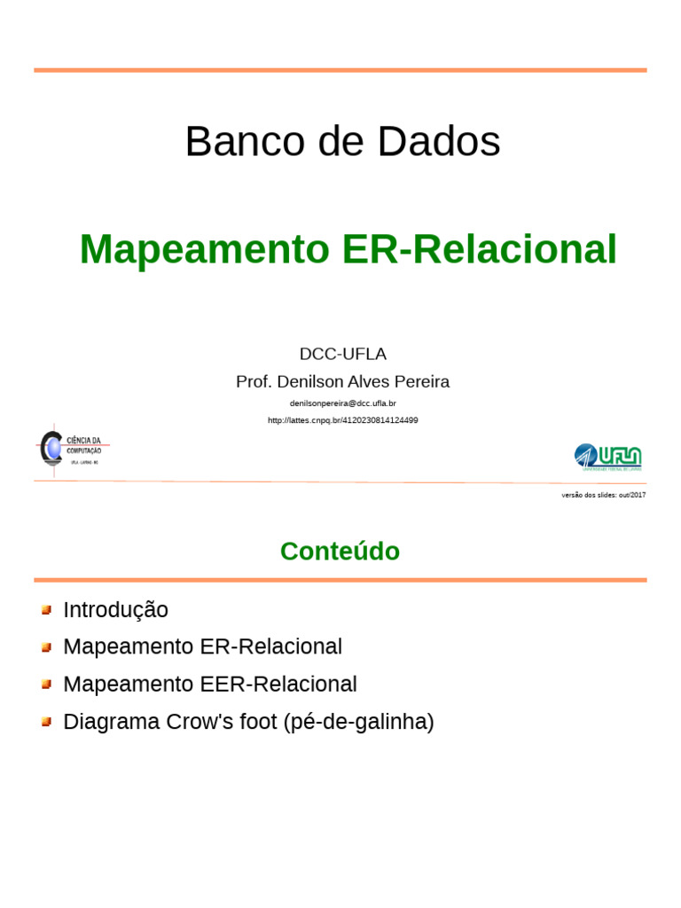 gcc214 Slides 4 Map ER Relacional | PDF | Modelo relacional | Bancos de dados