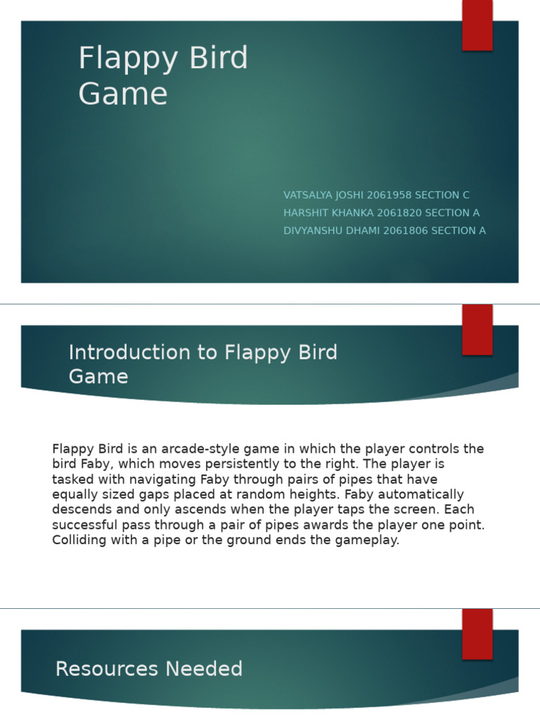 Flappy Bird Game Presentation | PDF | Office Equipment | Ibm Pc Compatibles