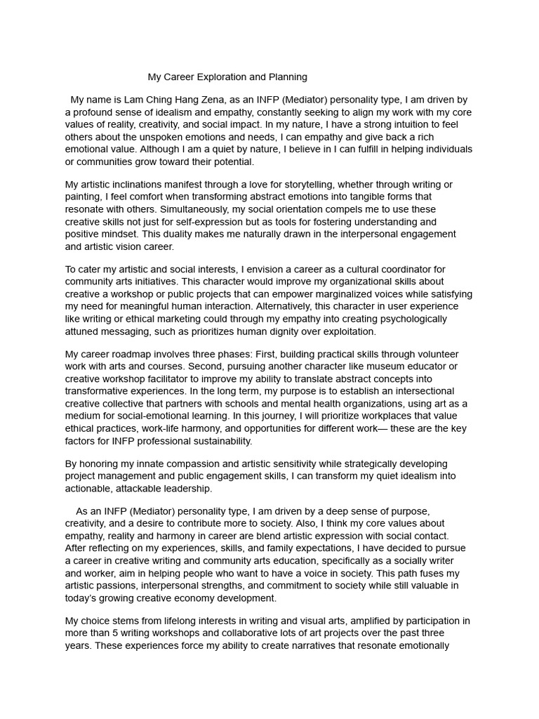 My Career Exploration and Planning | PDF | Empathy | Creativity