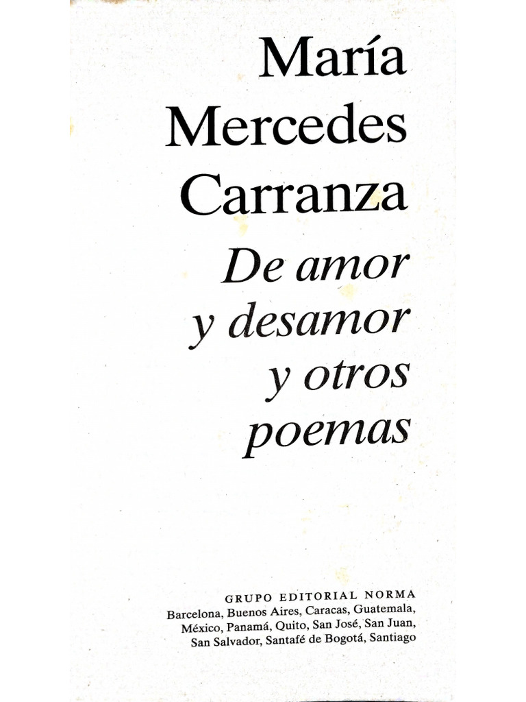De Amor y Desamor y Otros Poemas - María Mercedes Carranza - Colección ...