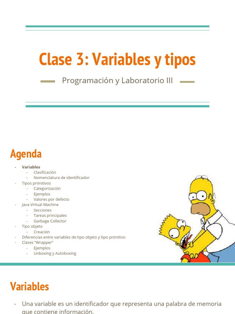 Clase 3 - Variables y Tipos | PDF | Objeto (informática) | Java (lenguaje de programación)