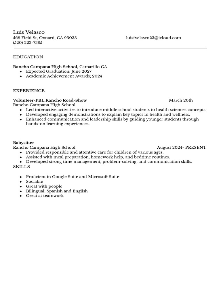 Resume - Luis Velasco | PDF