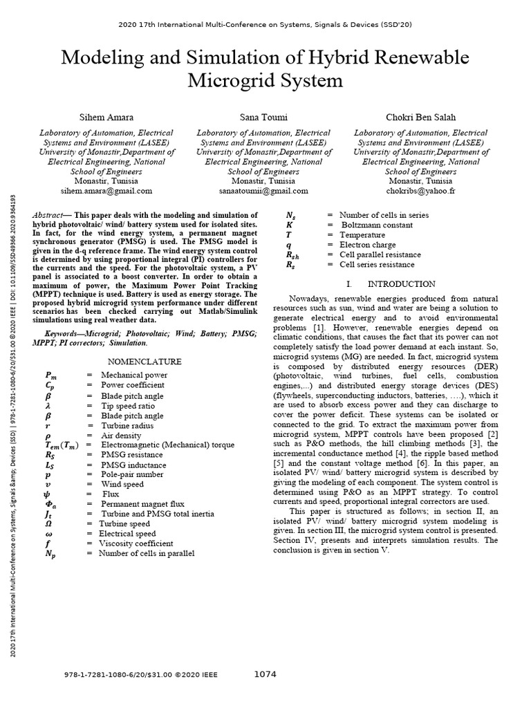 Modeling and Simulation of Hybrid Renewable Microgrid | PDF | Photovoltaics | Energy Technology