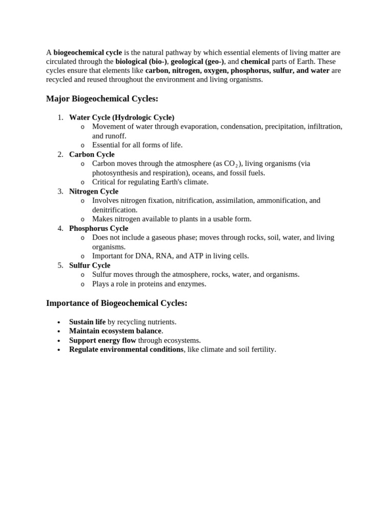 Biogeochemical Cycle | PDF