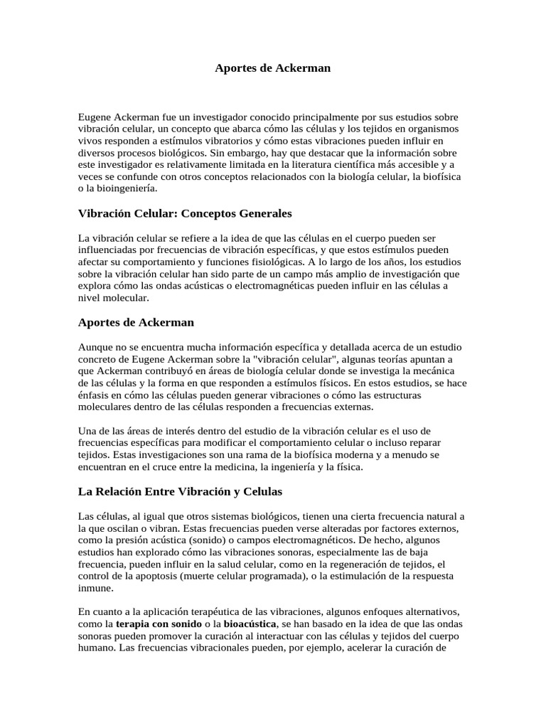 Aportes de Ackerman | PDF | Biología | Biofísica