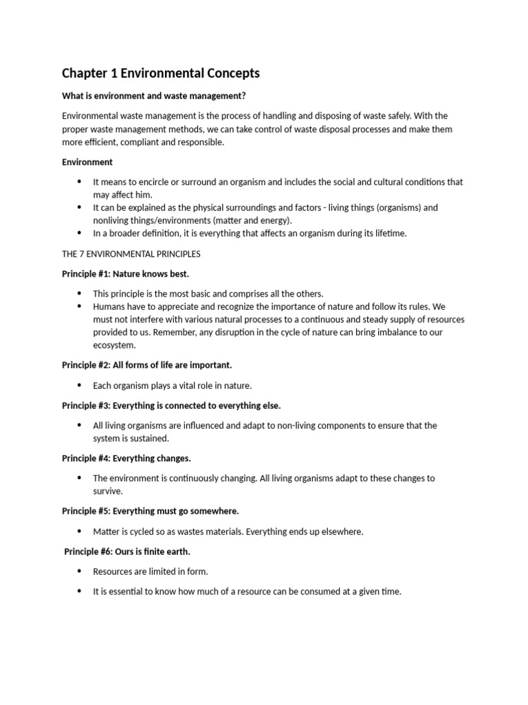 Chapter 1 Environmental Concepts | PDF | Human Impact On The ...