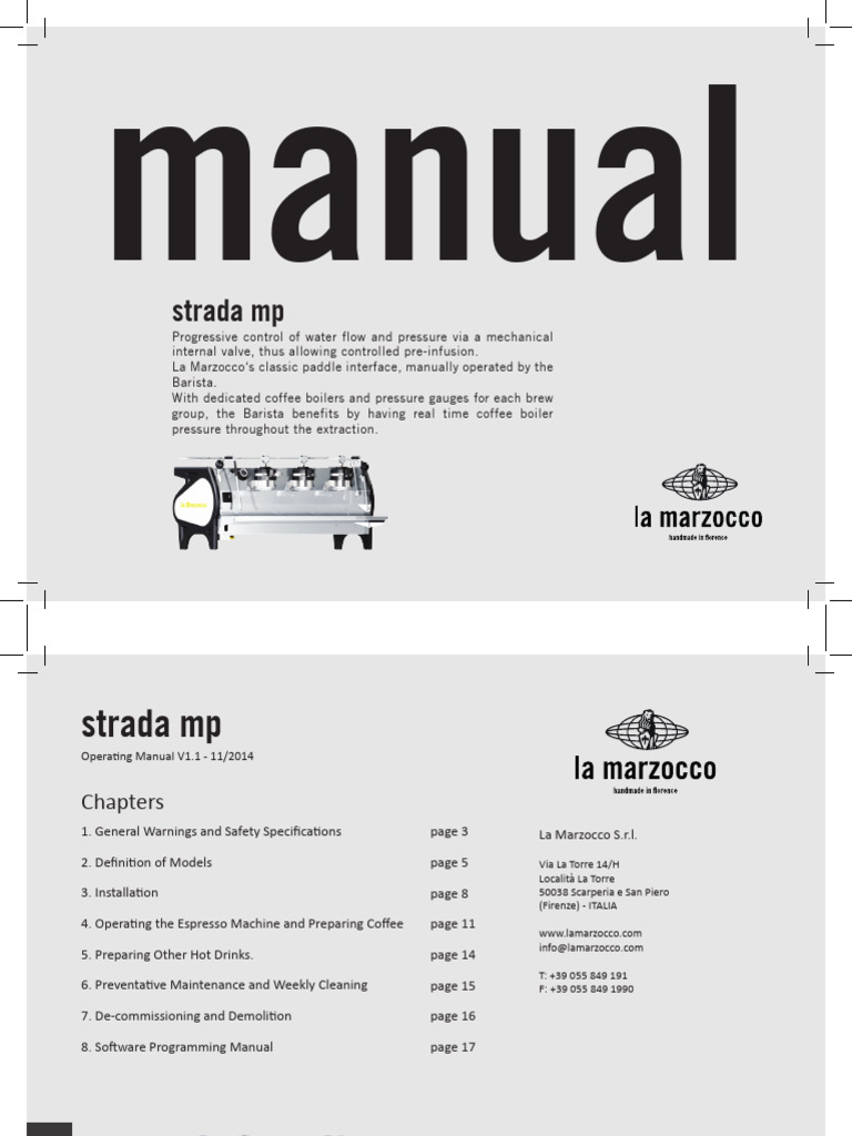 La Marzocco Strada MP Manual | PDF | Boiler
