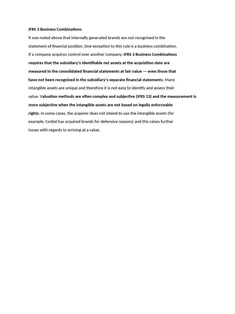 IFRS 3: Valuing Intangible Assets in Acquisitions | PDF