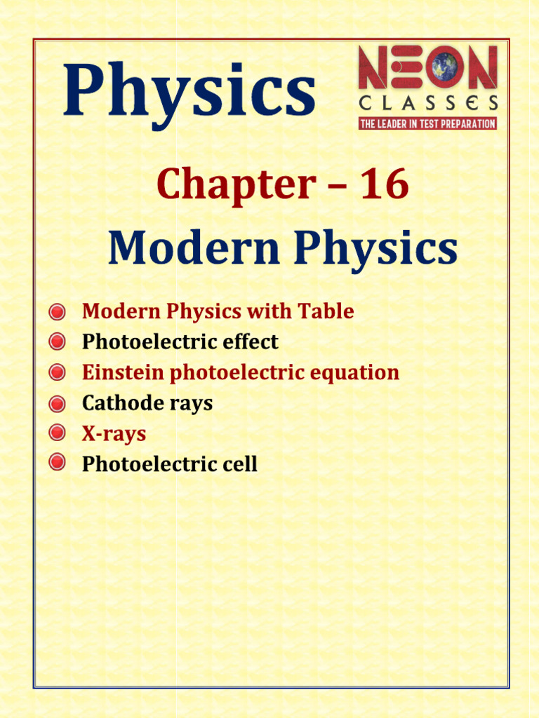 Chapter 16 Modern Physics Important MCQs For SSC, Railway & Other | PDF