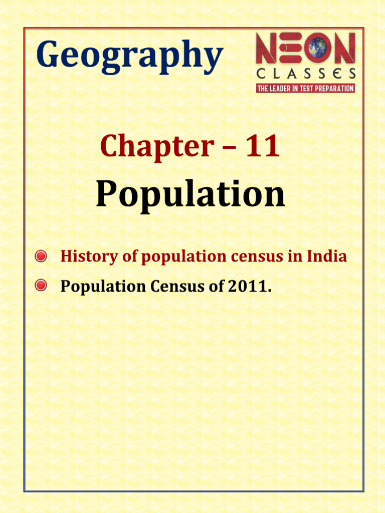 Chapter 11 Population Important MCQs For SSC, Railway & Other Exams | PDF