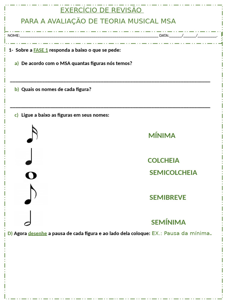 Revisão Teoria Musical MSA - Fase 1 | PDF