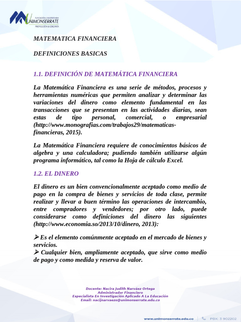 Matematica Financiera 1 | PDF | Interés | Inversiones