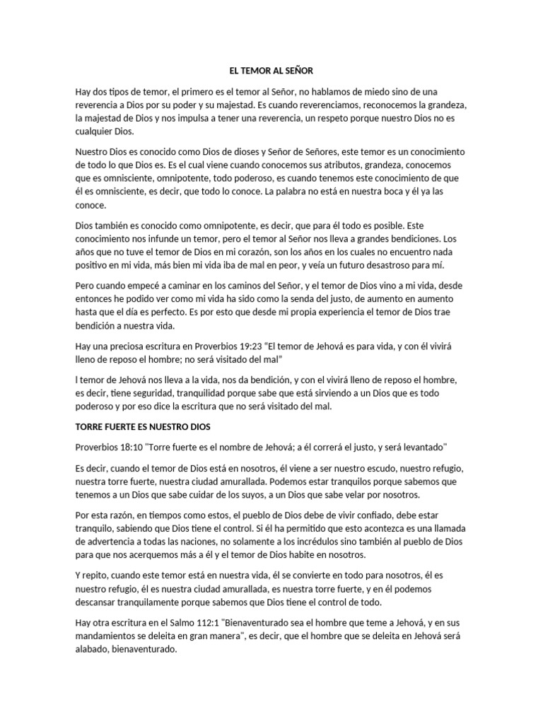 El Temor al Señor: Bendición y Confianza | PDF | Jacob | Temor