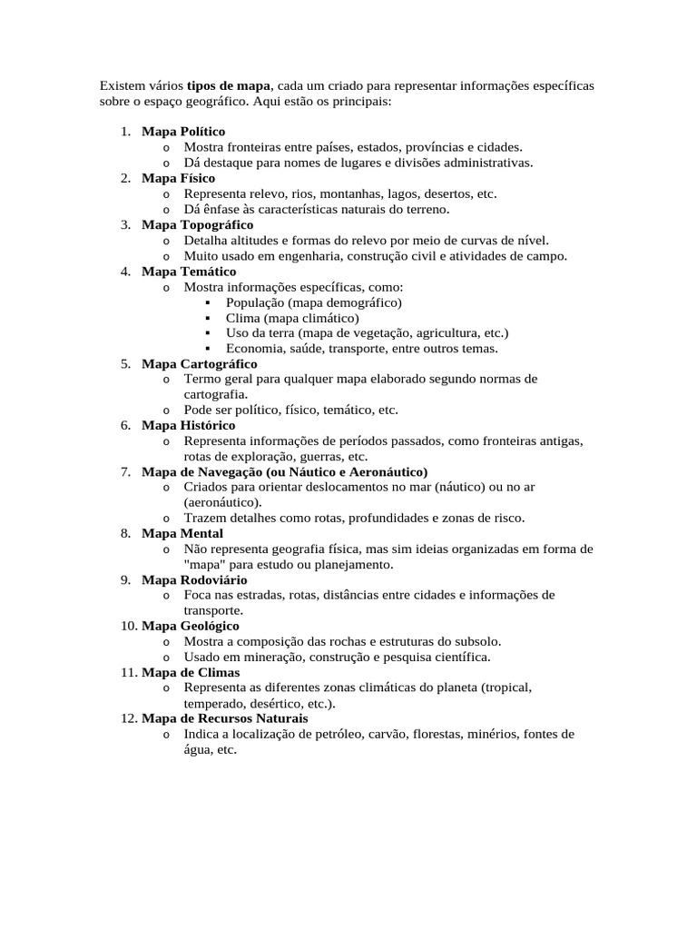 Tipos de Mapas e Suas Funções | PDF