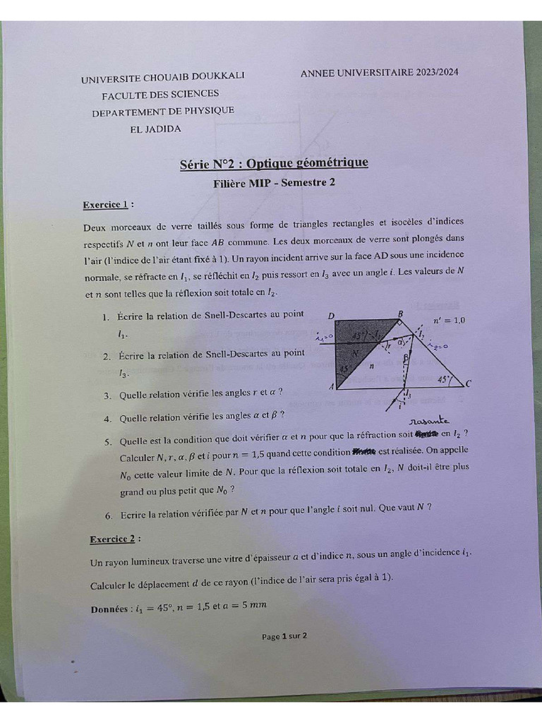 Serie 2 Optique | PDF