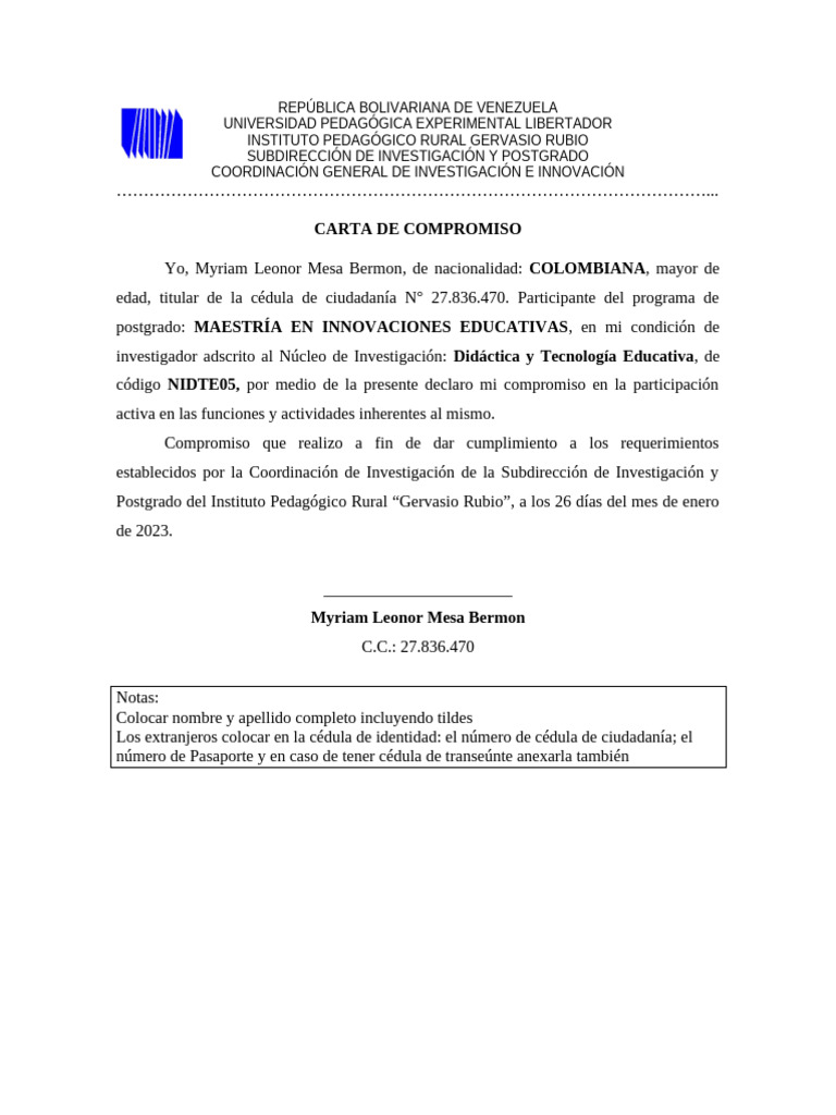 Carta de Compromiso-2 | PDF