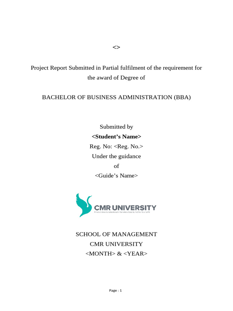CMR MBA-BBA project_report-FORMAT (2)1 | PDF | Machine Learning | Data
