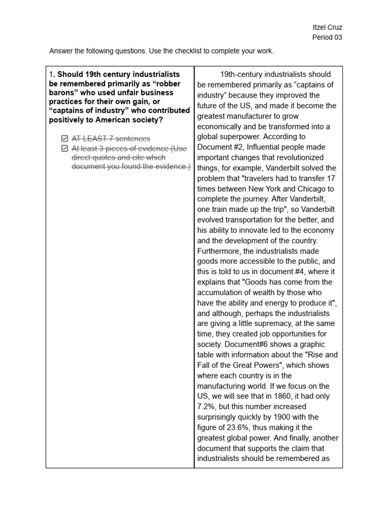 19th Century Industrialists: Heroes or Villains? | PDF | Economies