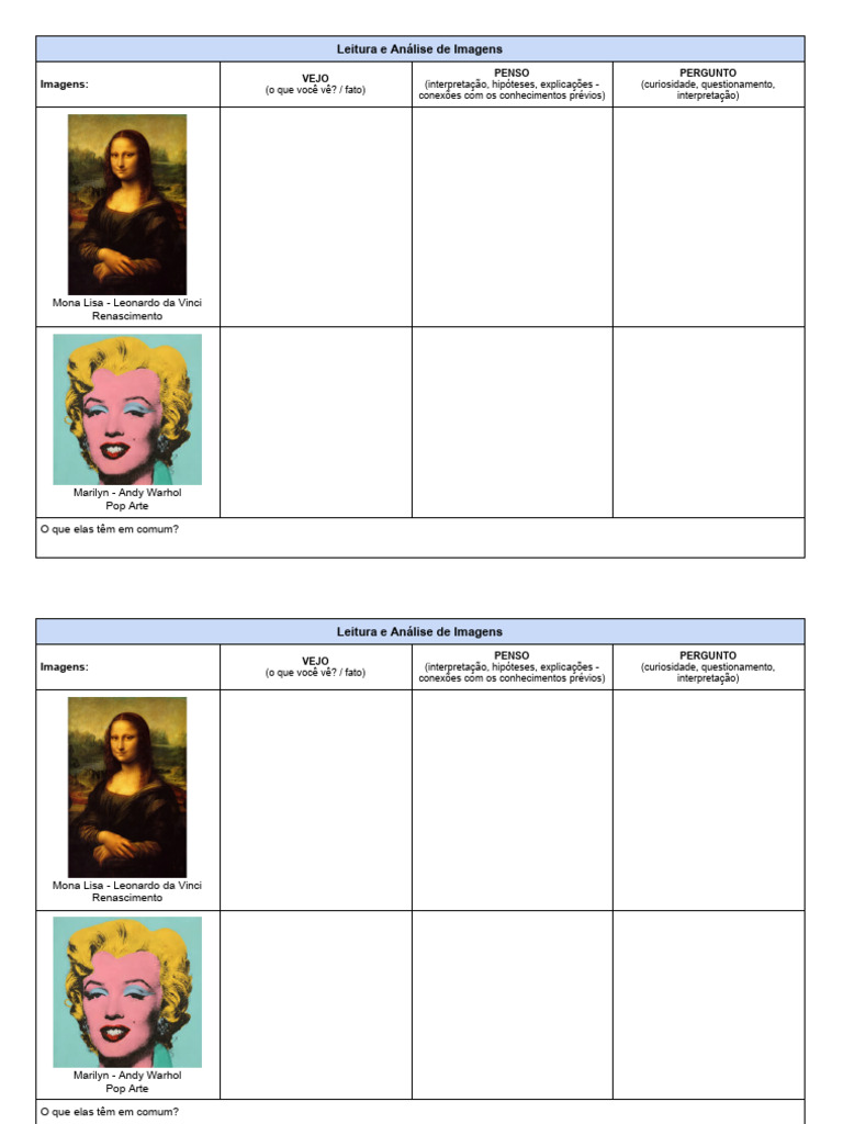 Análise de Imagens Mona Lisa e Pop arte | PDF