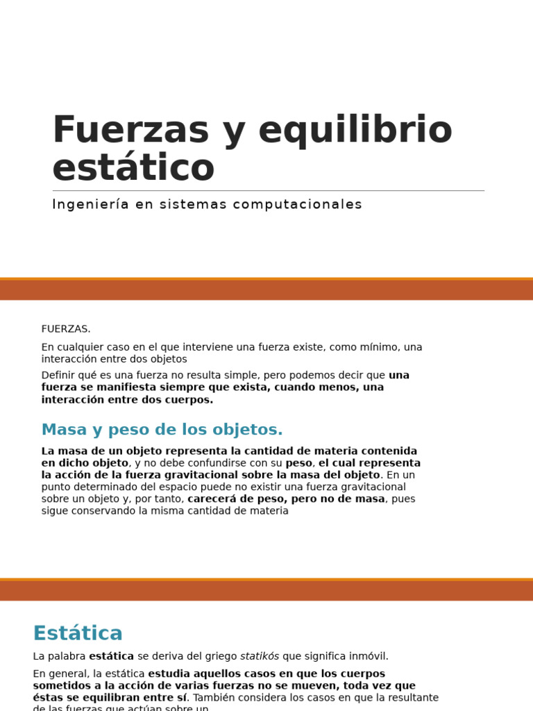 Fuerzas y Equilibrio Estático | PDF | Fuerza | Rotación