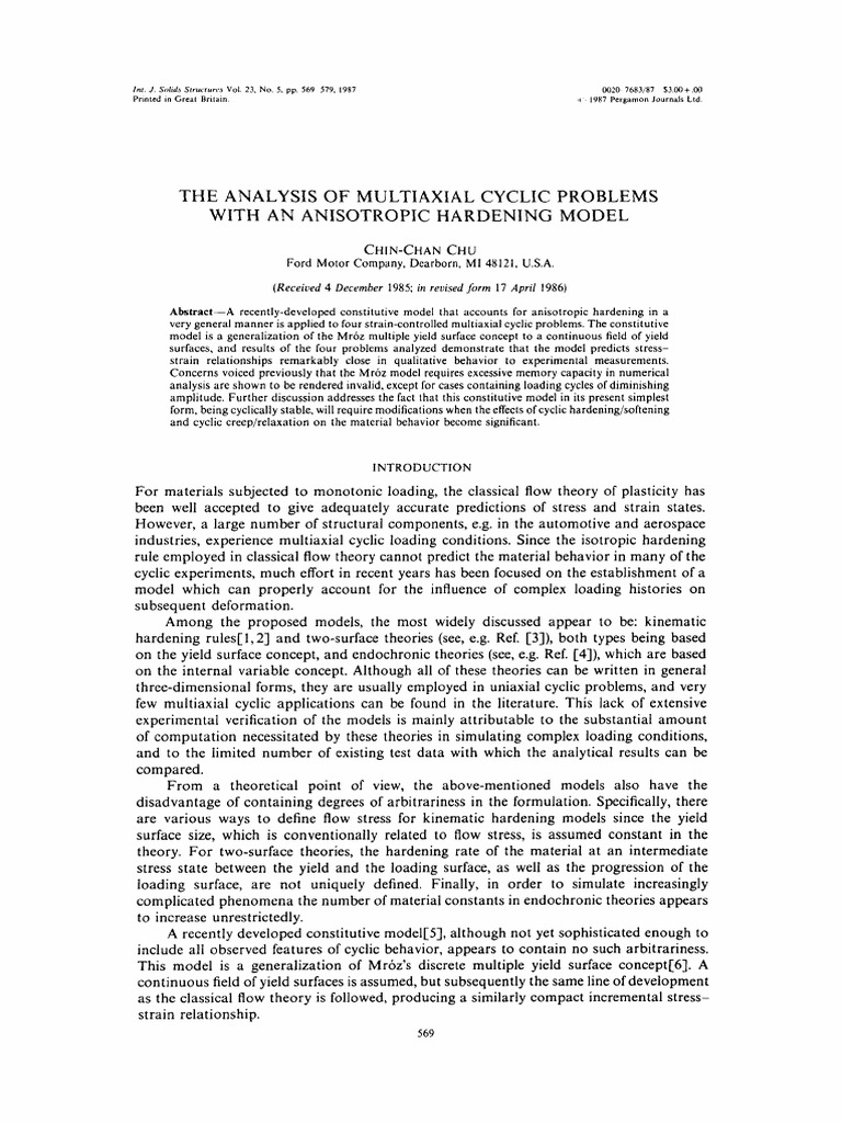 The Analysis of Multiaxial Cyclic Problems Wi - 1987 - International Journal of | PDF