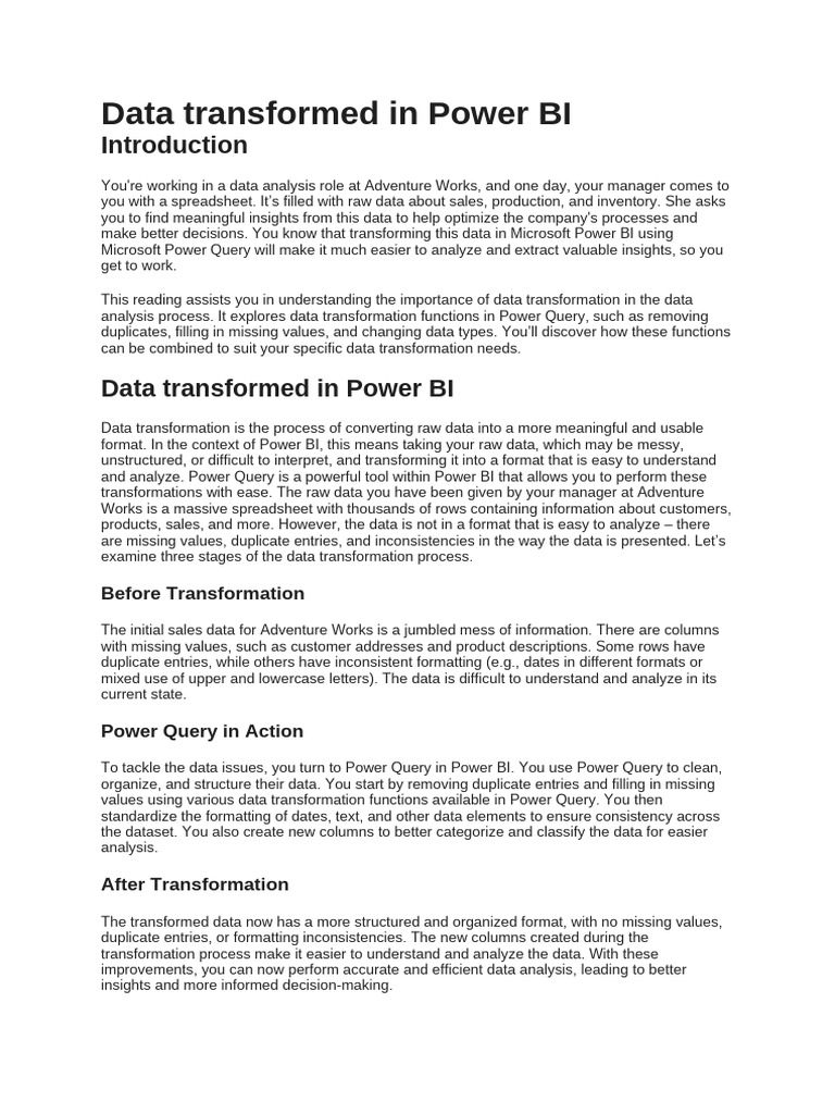 Data Transformed in Power BI | PDF | Data | Data Analysis
