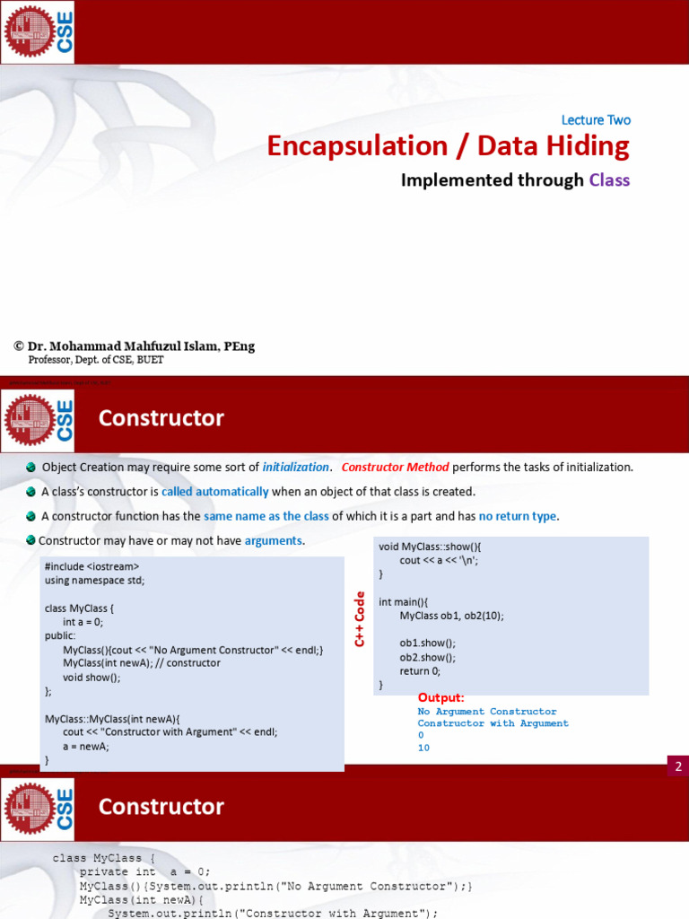 Lecture 2 Encapsulation Data Hiding Pdf Pointer Computer Programming C 7094