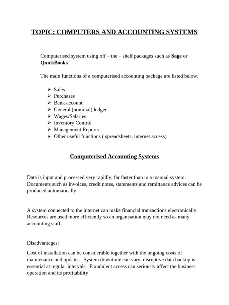 Computers and Accounting Systems | PDF