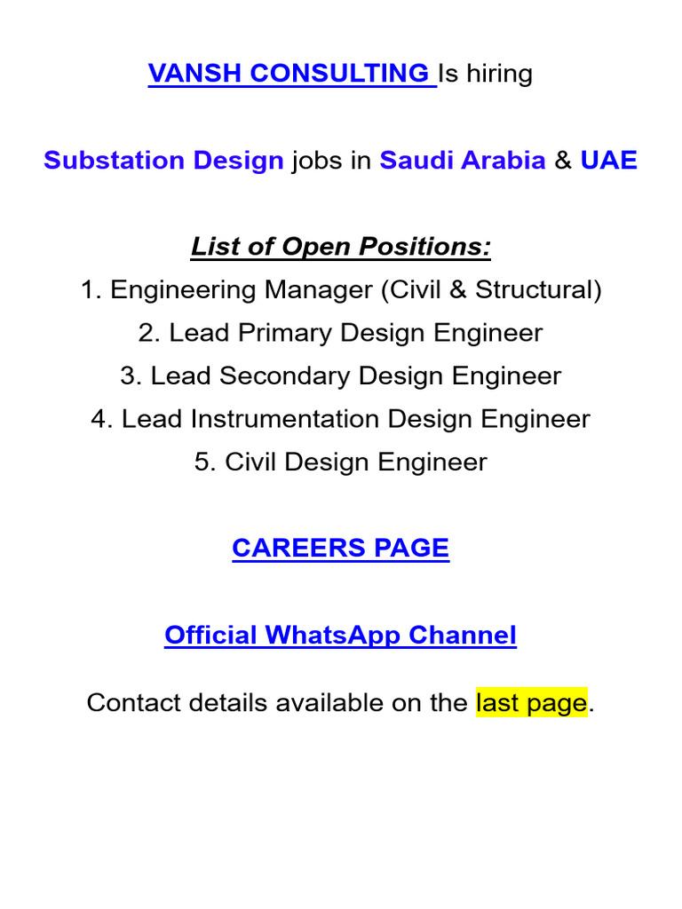 Substation Design Jobs by Vansh Consulting | PDF | Engineering ...