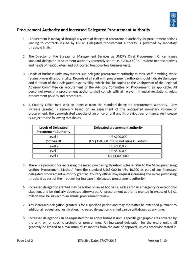 PSU - Procurement Overview - Procurement Authority and Increased ...